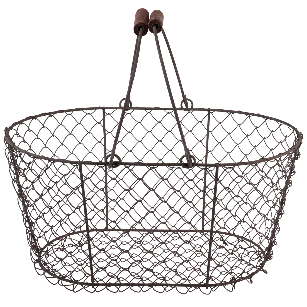 Floristik24.co.uk Wire basket mesh basket metal basket rust handle wood ...
