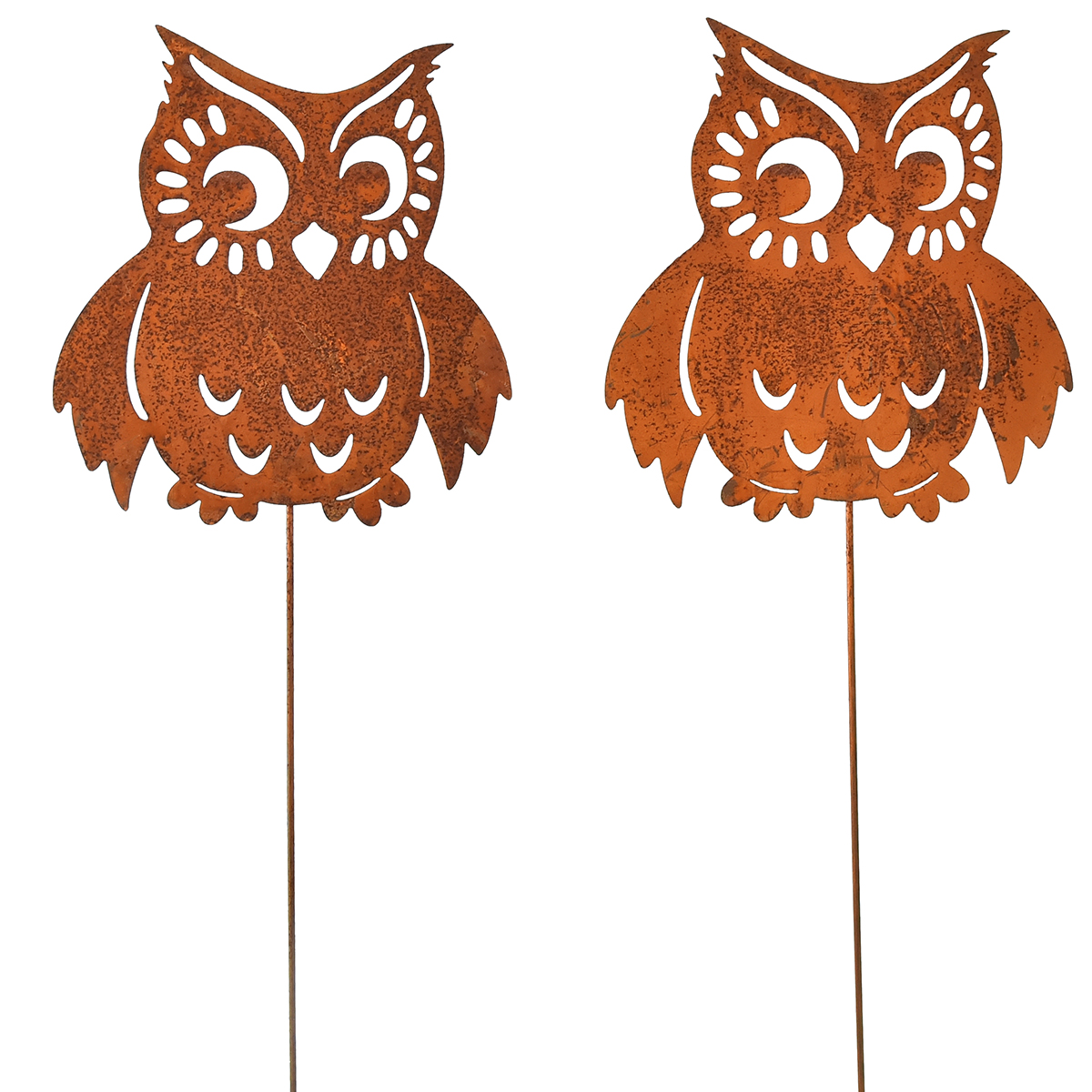 Floristik24.co.uk Garden stake owl decoration metal rust 18.5x20cm 4pcs ...