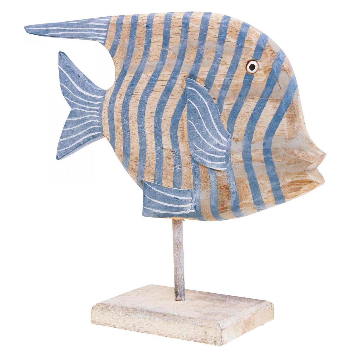 Floristik24.co.uk Wooden fish deco large, striped deco fish standing H30cm