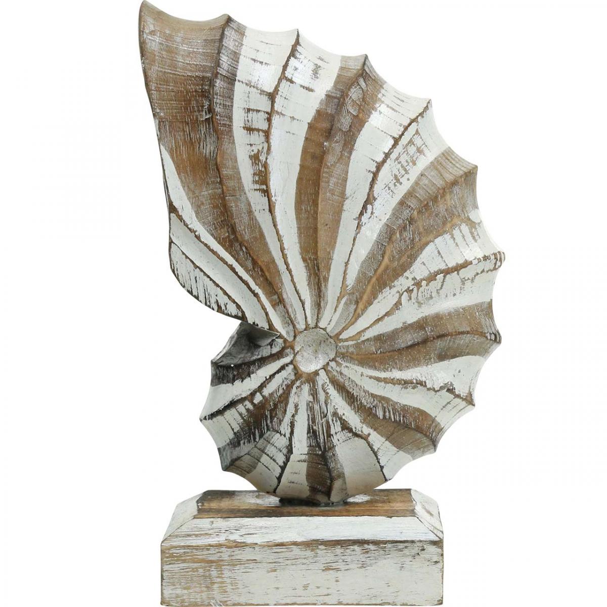 Floristik24.co.uk Maritime deco wooden conch shell stand nature, white ...