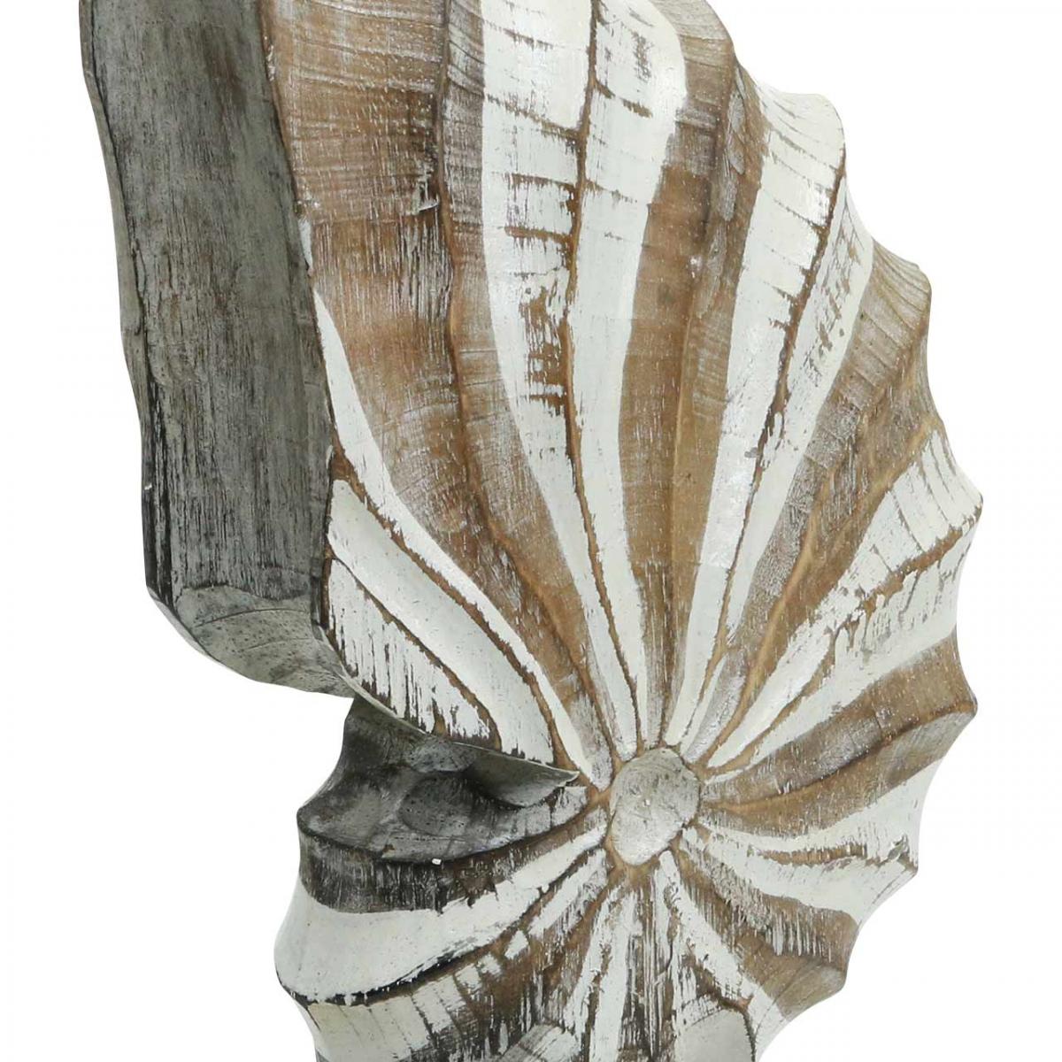 Floristik24.co.uk Maritime deco wooden conch shell stand nature, white ...