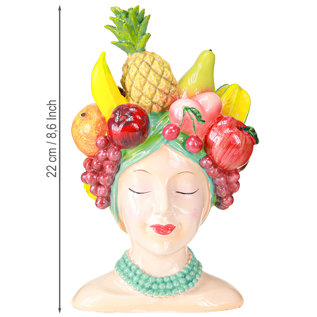 Floristik24.co.uk Plant head bust woman with tropical fruits vase H22cm