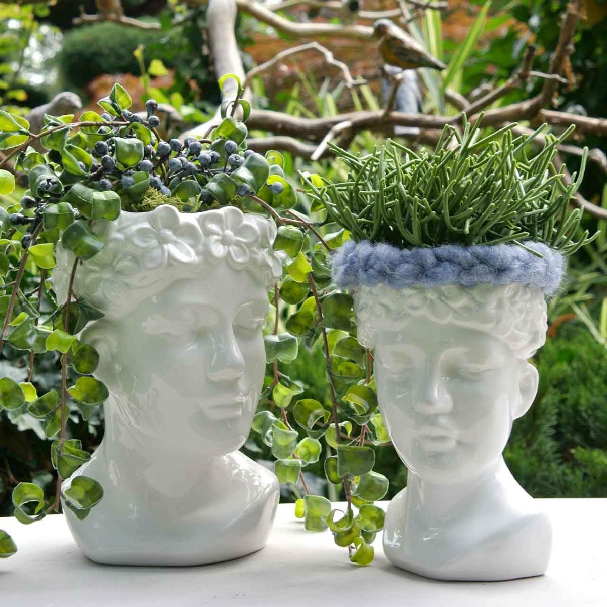 Floristik24.co.uk Plant head bust woman white ceramic vase flower pot ...