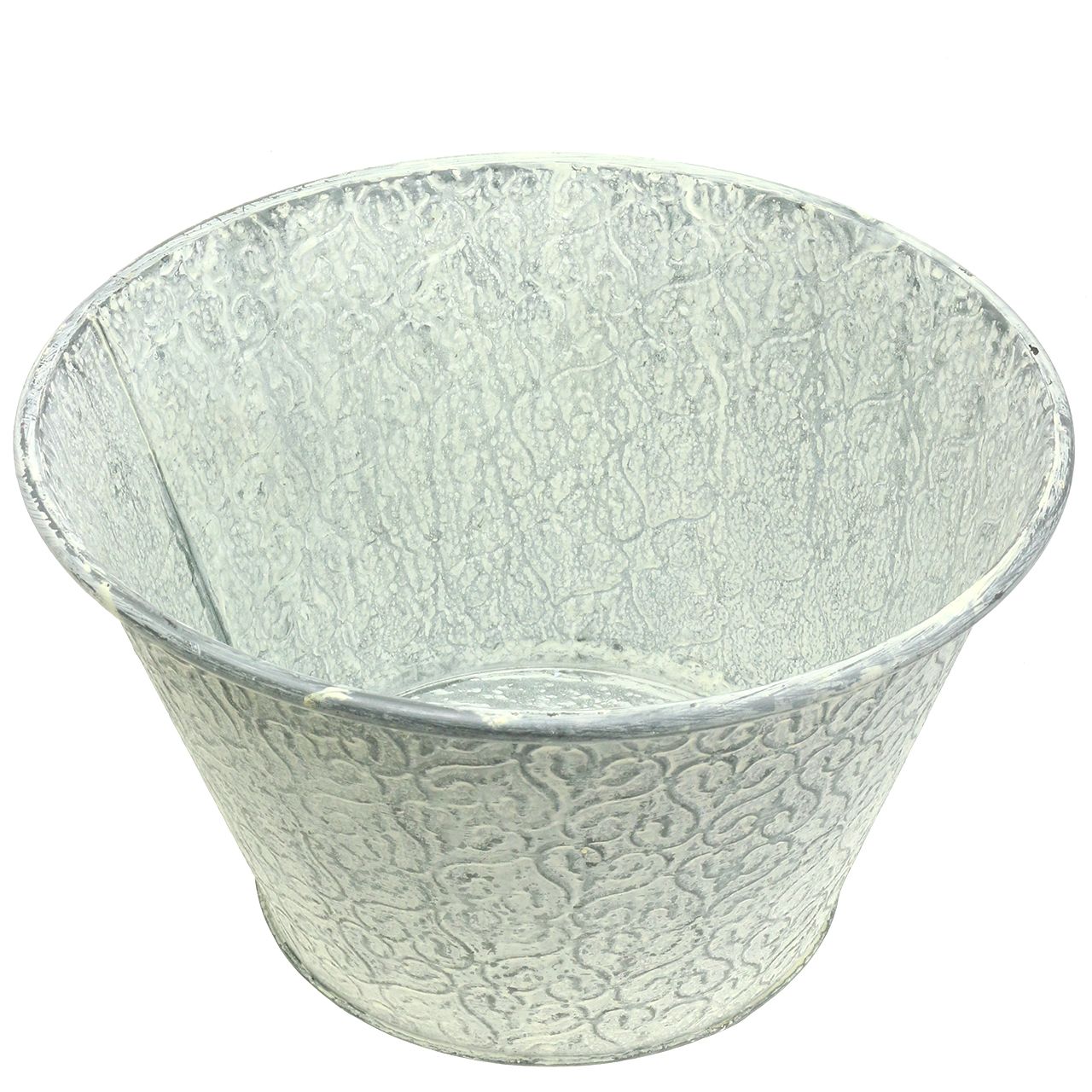 Floristik24.co.uk Zinc bowl with decor crème washed Ø29cm H17cm-64229