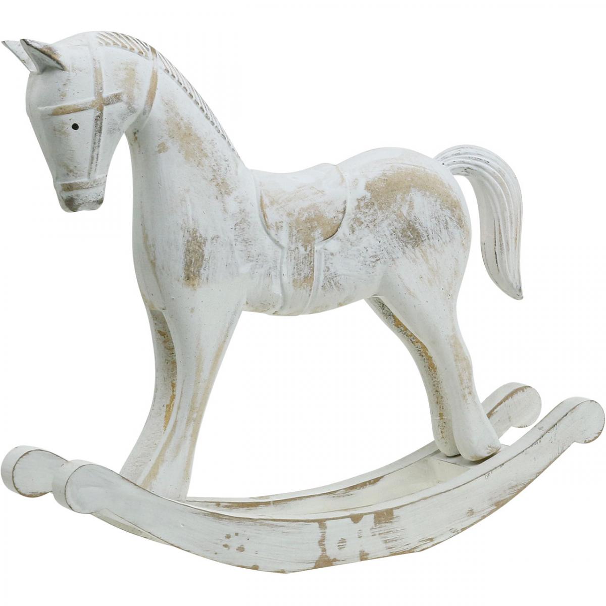 Floristik24.co.uk Decorative rocking horse Christmas white brown ...