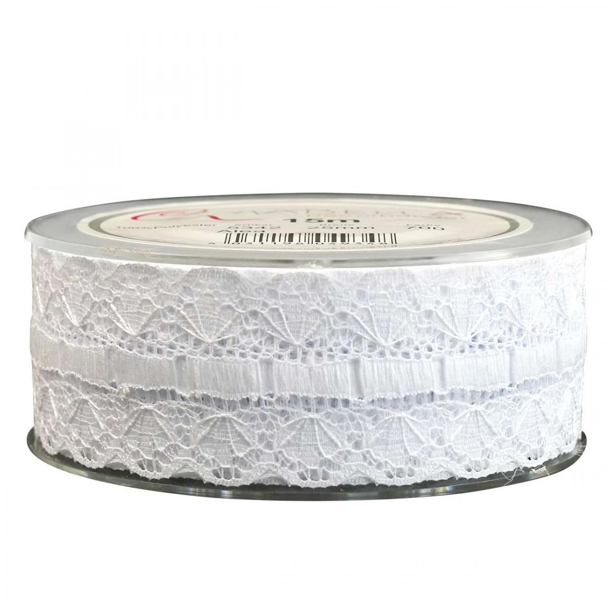 Floristik24.co.uk Lace ribbon lace border deco ribbon lace white 25mm 15m