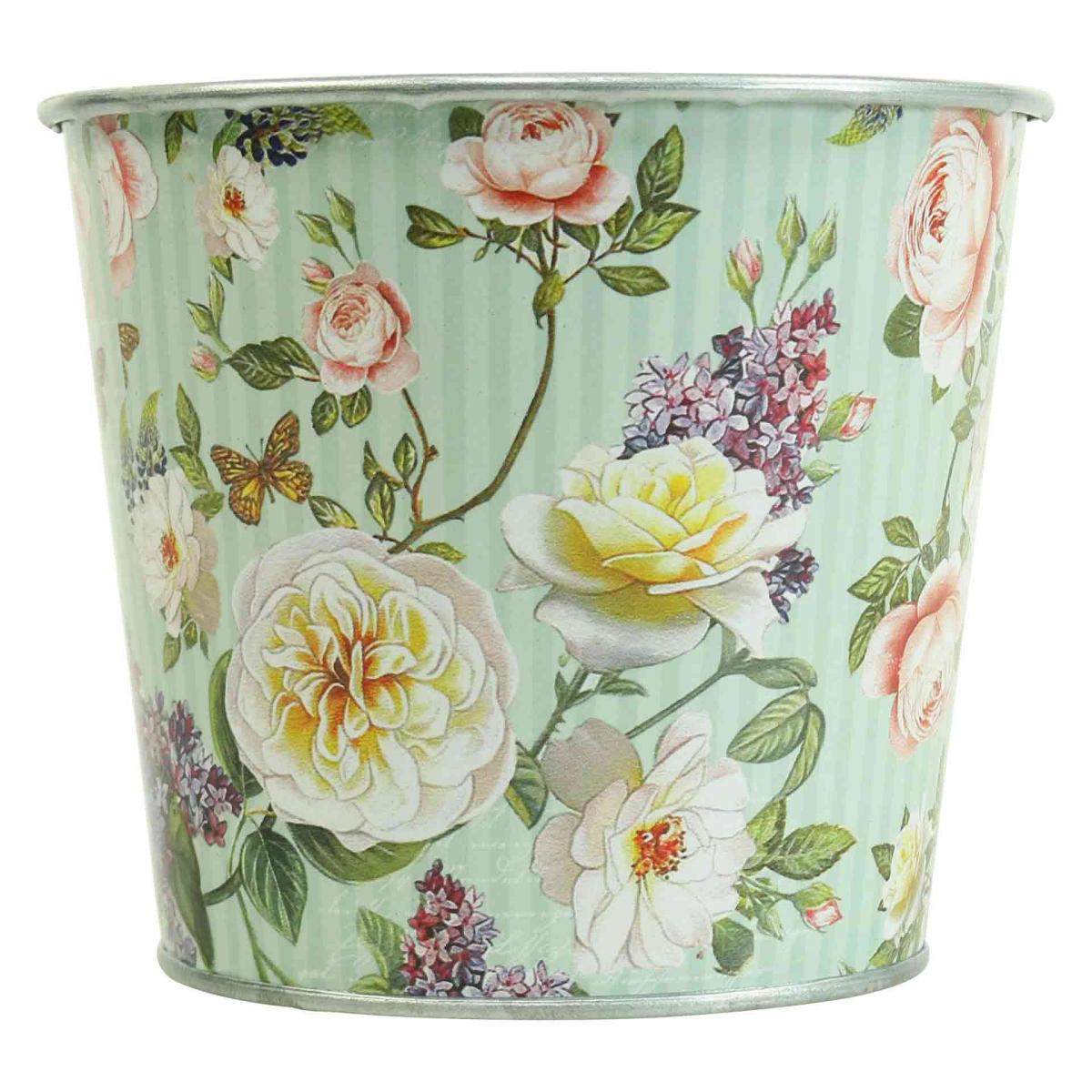 Floristik24.co.uk Flower pot roses planter metal summer Ø12cm H10.5cm ...
