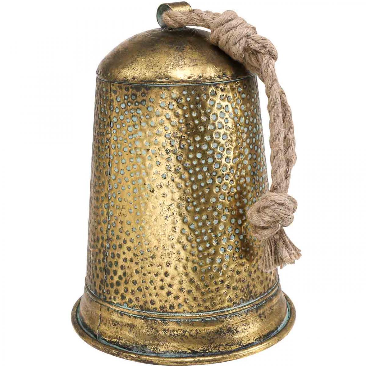 Floristik24.co.uk Vintage bell brass metal bell thimble Ø25cm H34cm