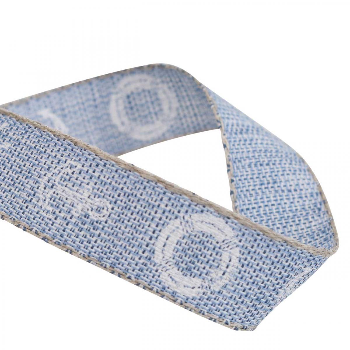 Floristik24.co.uk Woven ribbon anchor deco ribbon maritime blue, white ...