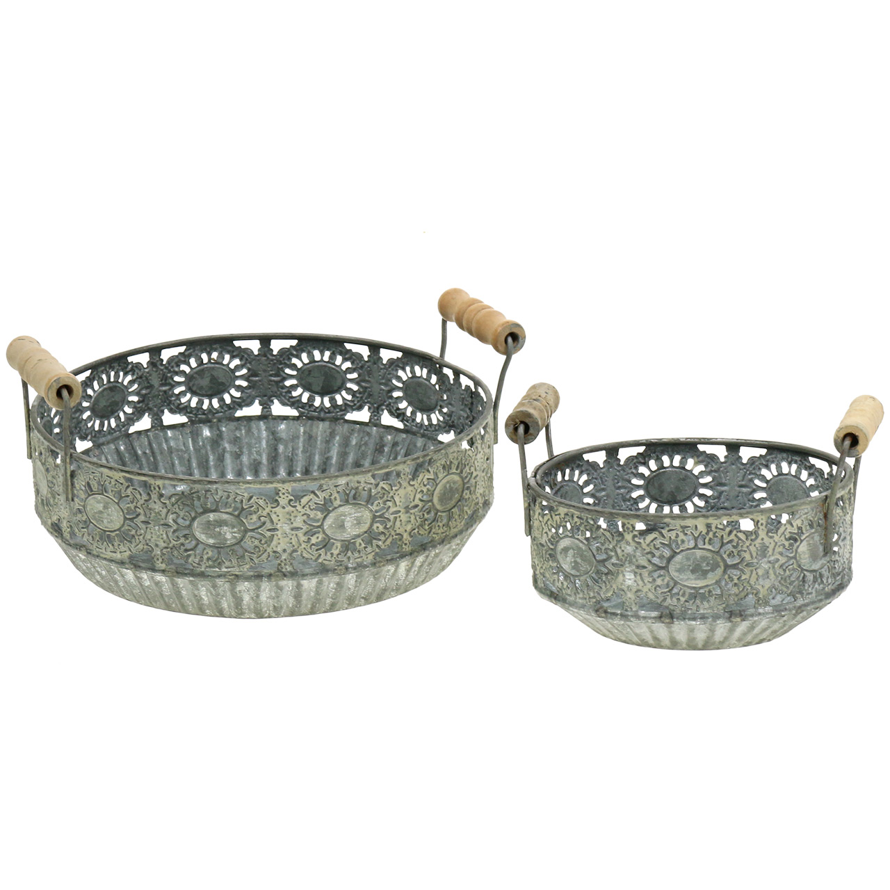 Floristik24.co.uk Zinc bowl with handles Ø20/13cm
