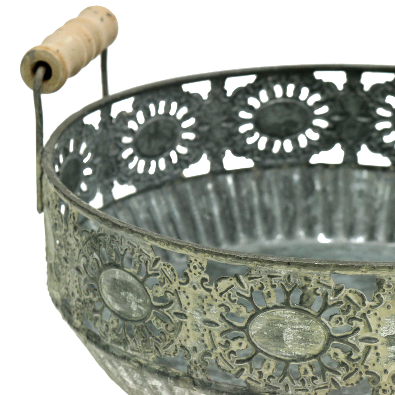Floristik24.co.uk Zinc bowl with handles Ø20/13cm