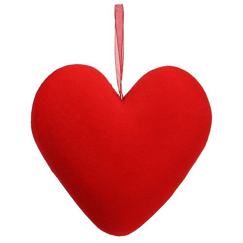 Floristik24.co.uk Hearts flocked 15cm red 4pcs