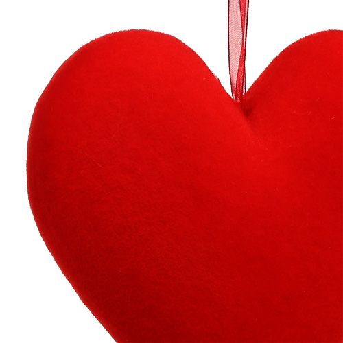 Floristik24.co.uk Hearts flocked 15cm red 4pcs